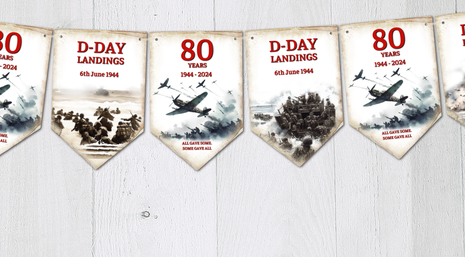 D-Day Bunting 80 Years Normandy Beach Landings Vintage Style Armed ...