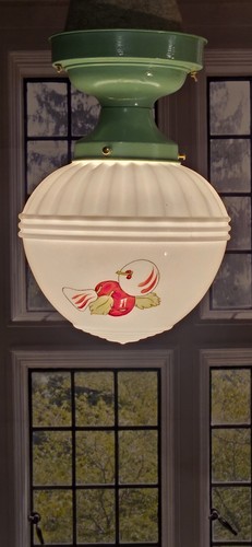 Antique Kitchen Ceiling Light Depression Era Globe Vegtables Pendant ...