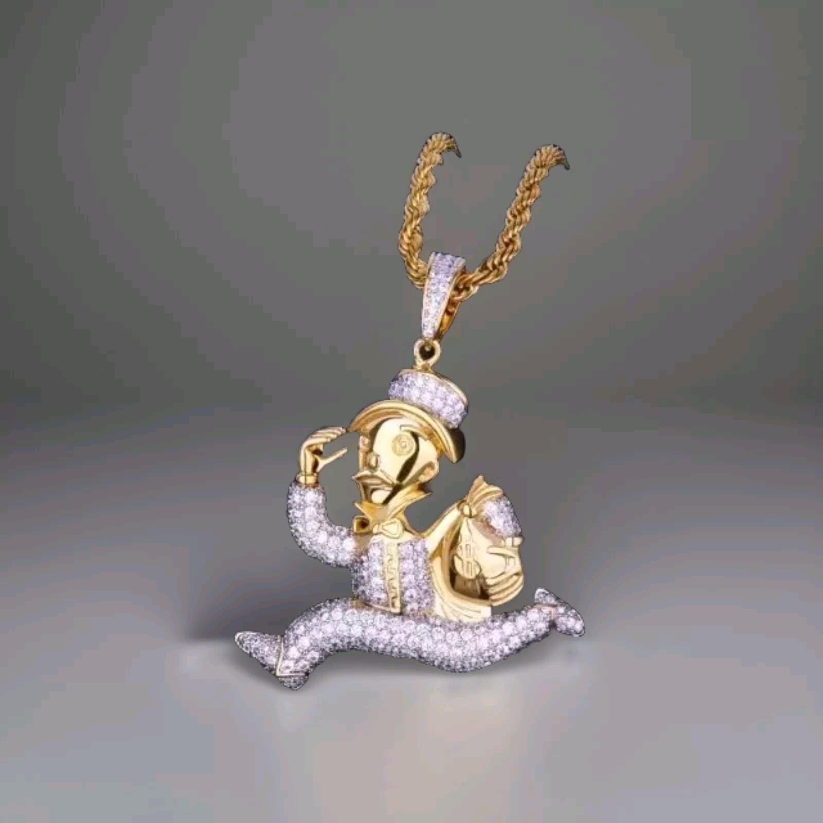 Monopoly Game Pieces Pendant 14k Gold Plated Necklace Diamond Simulated ...