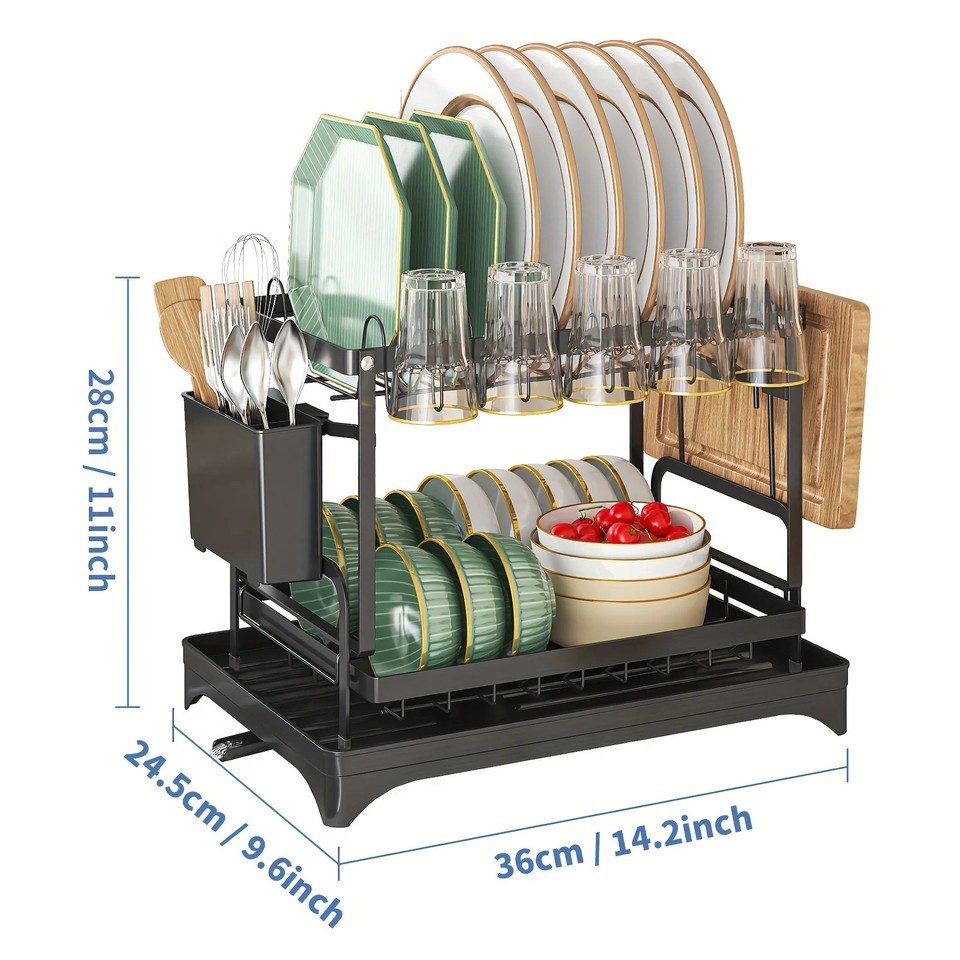 1pc Dish Rack, Double Layers Space-saving Dish Drying Rack With ...