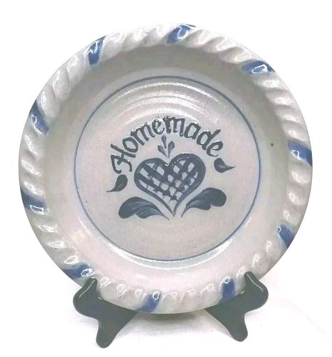 Rowe Pottery Works 10" Pie Plate Dish Handmade Heart Design Stoneware 1996 | eBay