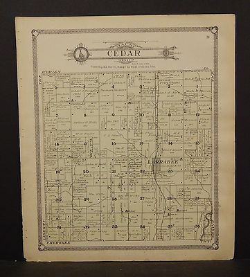 Iowa Cherokee County Map Cherokee Cedar Township c1907 L13#26 | eBay