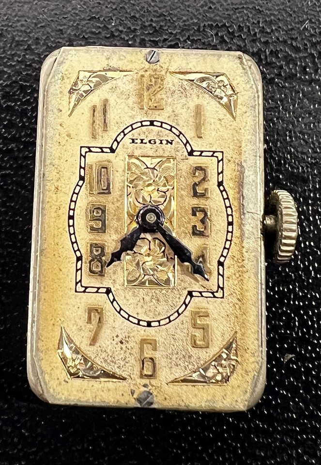 Ladies Elgin Art Deco Watch 1920’s Manual Wind 18k Gold Case & Clasp ...