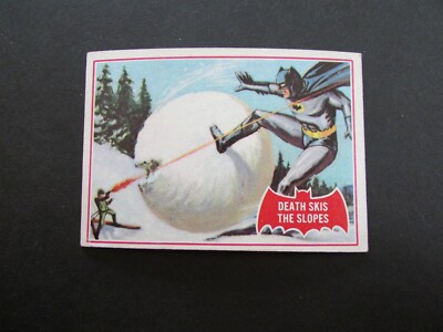1966 Topps Batman Red Bat Puzzle Back Card #22A Death Skis The Slopes ...