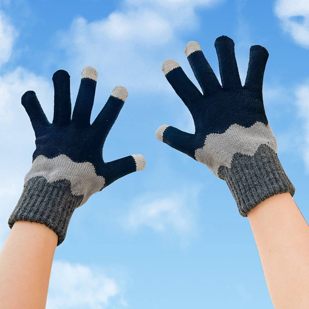 Colorful Knitted Woolen Gloves Acrylic Fibers Thick Warm Gloves | eBay