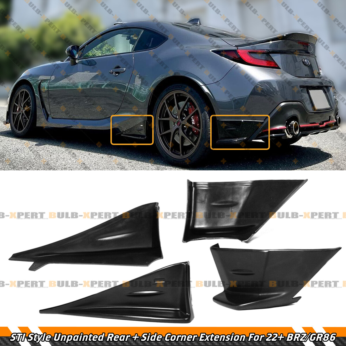 For 2022-25 Subaru BRZ Toyota GR86 JDM Side Skirt Extension + Rear ...