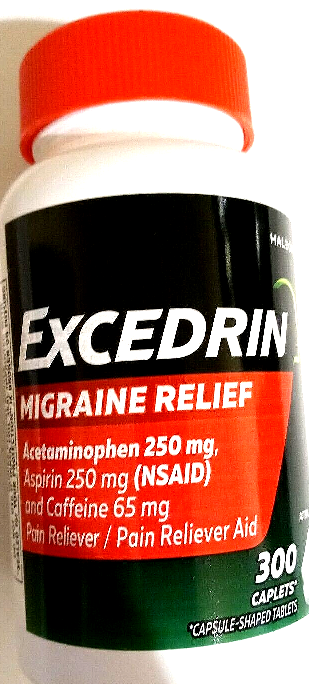 EXCEDRIN MIGRAINE Pain Reliever Aspirin Acetaminophen Caffeine 300 ct ...