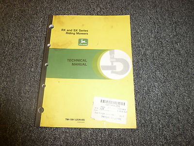 John Deere RX63 RX73 Riding Mower Technical Repair Service Shop Manual ...