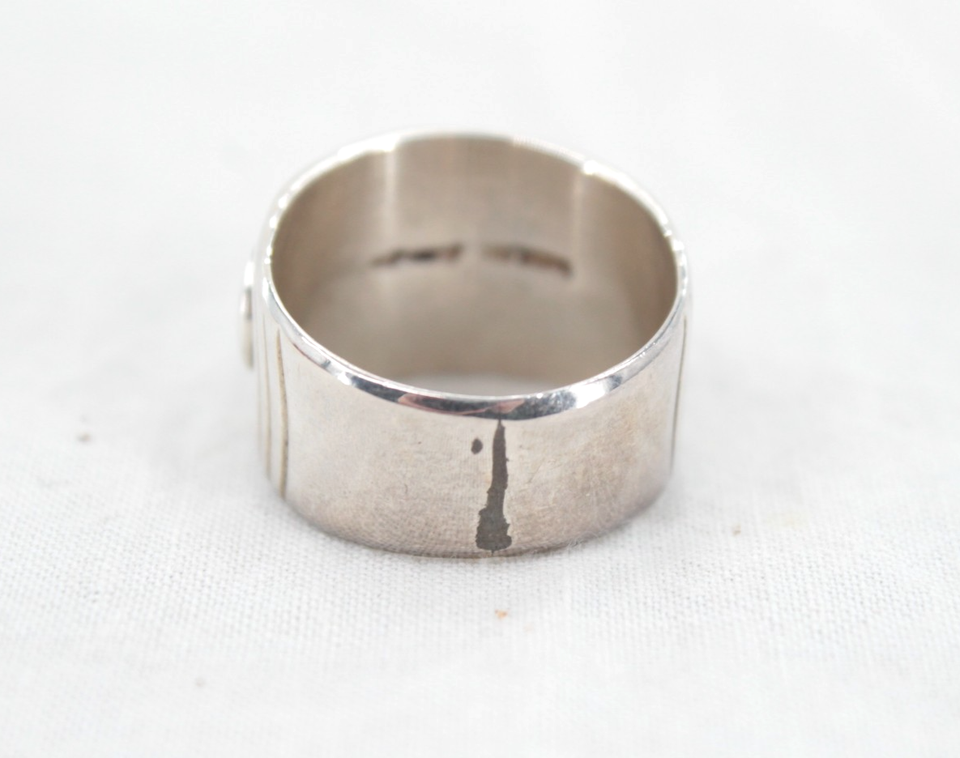 Vtg Sterling Silver Native American James Lee Ring W/ Coral Opal Inlay ...
