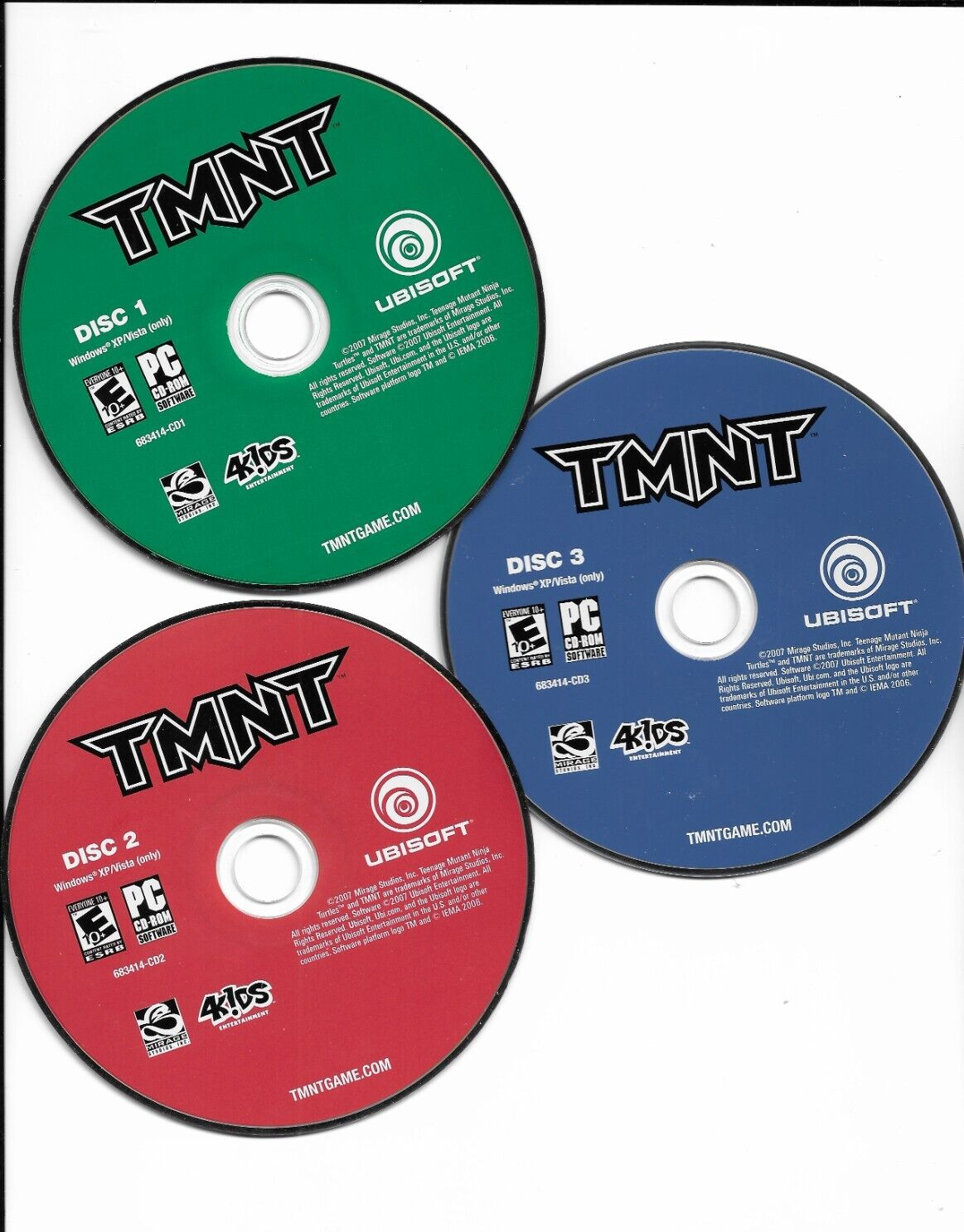 TMNT (PC 2007) Teenage Mutant Ninja Turtles PC CD-ROM Complete 3 disc ...