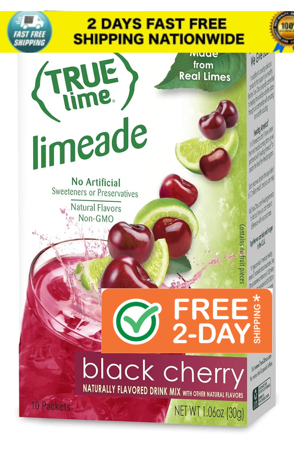 TRUE LIME Black Cherry Limeade Drink Mix (10 Count - 1 pack) new free ...