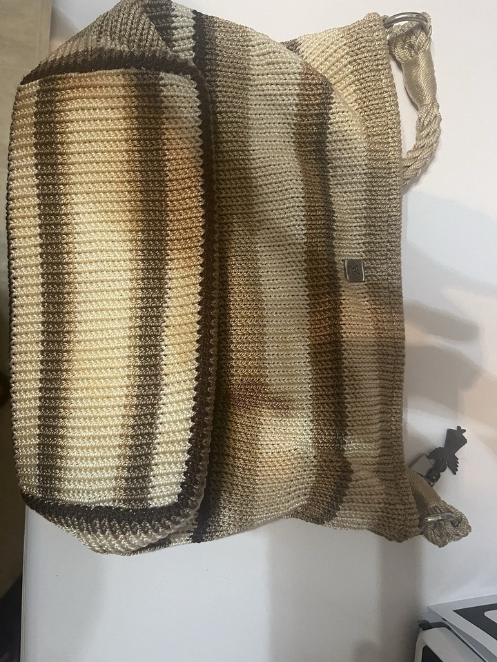 LINA Crochet Macrame Bag Natural Woven Shoulder Purse Lined Pockets ...