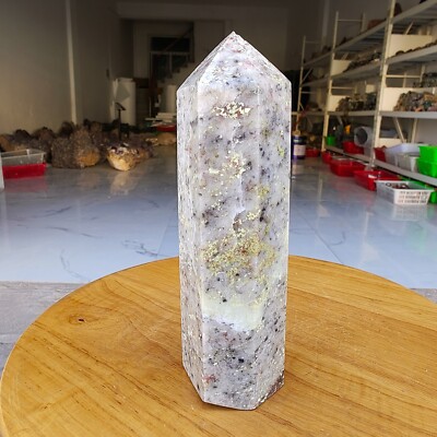 815g Natural Jade Stone obelisk Quartz Crystal Energy column Reiki ...