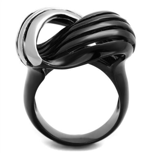 Silver Black Ring No Stone Big Weave Cocktail Stainless steel No ...
