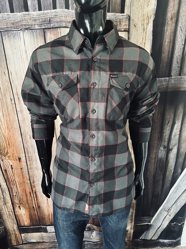 DIXXON Flannel LS Black Gray & Red Plaid Flannel Button Up XL “Snap On ...