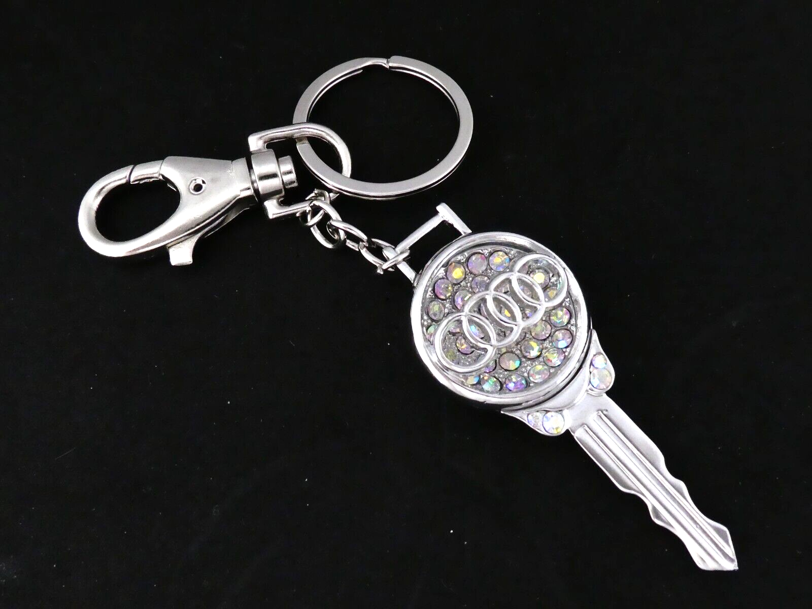 NEW - Silvertone Audi Aurora Borealis Crystal Studded Key - KEYRING | eBay