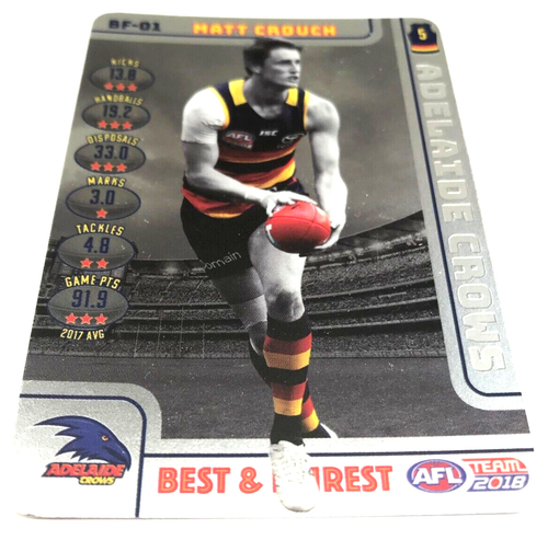 2018 AFL TEAMCOACH CARD BEST & FAIREST FOIL CARD BF1 MATT CROUCH ...