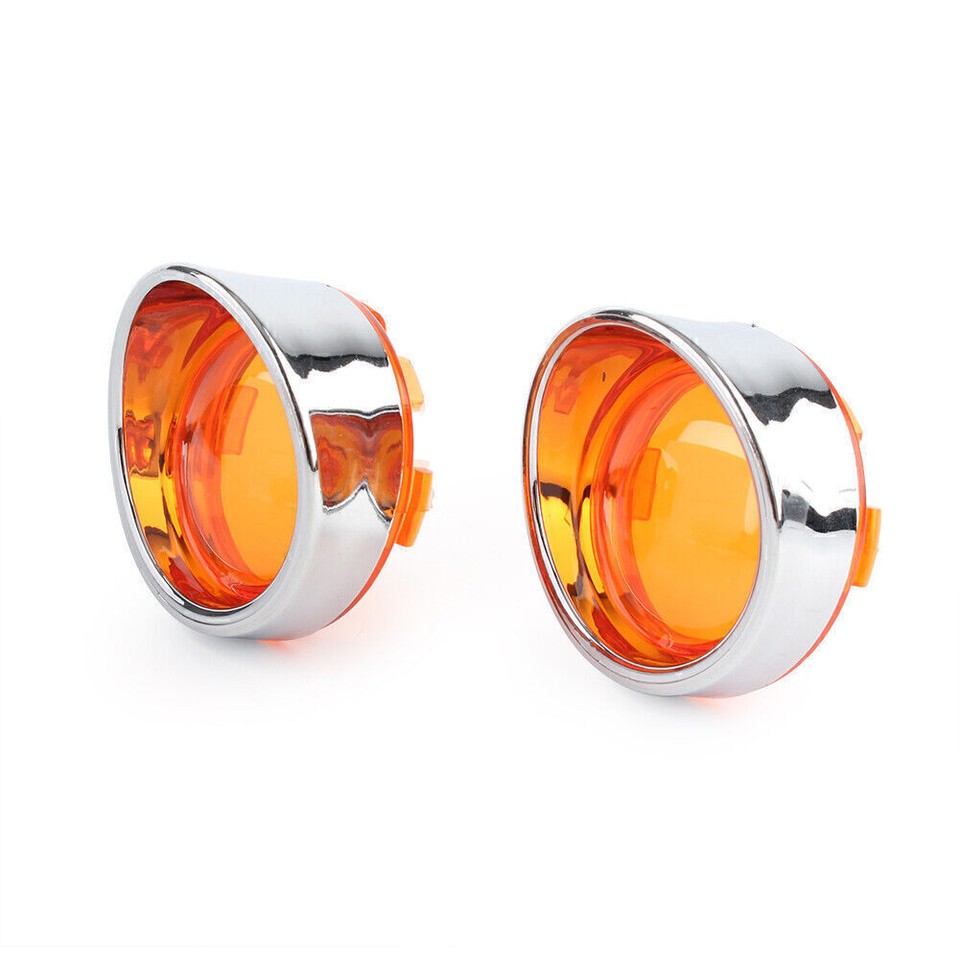 Turn Signal Light Yellow Lens Cover Bezels Fit Harley Touring Glide ...