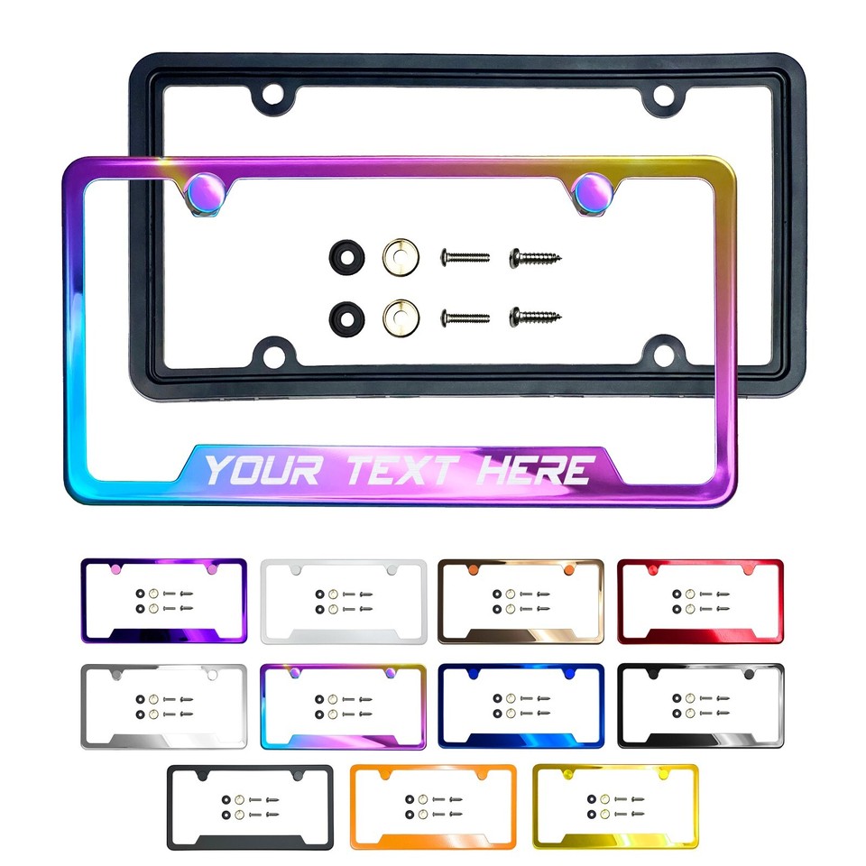 New Laser Etched Customize Stainless Steel License Frame Silicone Guard ...