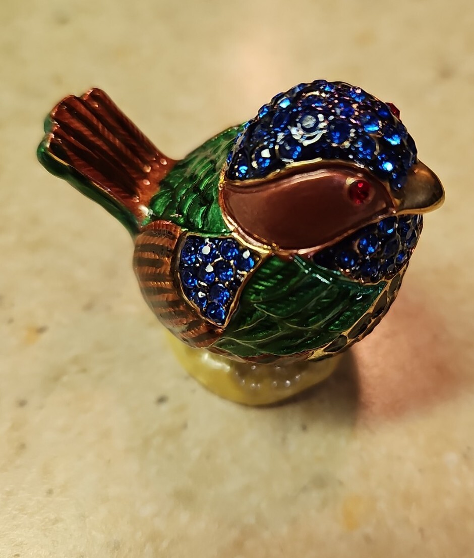 JEWELED ENAMEL BIRD TRINKET BOX WITH CRYSTALS AND MAGNETIC CLASP | eBay UK