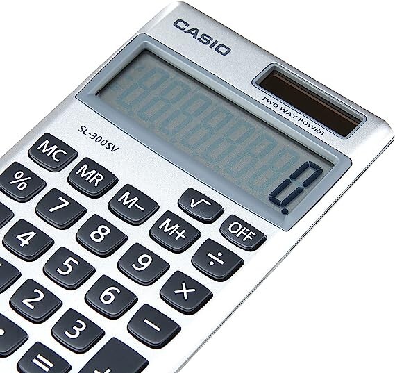 CASIO SL300 POCKET SIZE CALCULATOR 8-DIGIT DISPLAY 3-KEY MEMORY SILVER ...