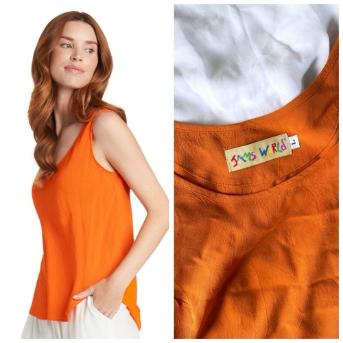 Jams World Vintage Tank Top Solid Orange Pumpkin Autumn Crop Relaxed ...