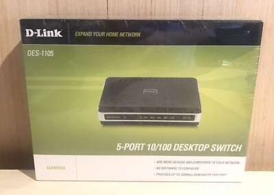 New D-Link DES-1105 5-Port 10/100 Desktop Ethernet Switch - Sealed ...