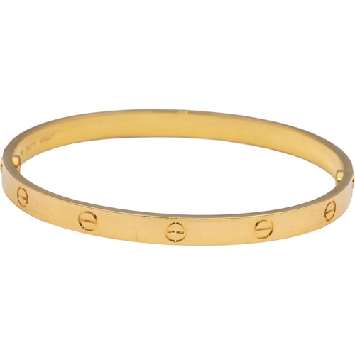 CARTIER 18k Gold Love Collection Screw Motif 6.0mm Bangle Bracelet Size ...