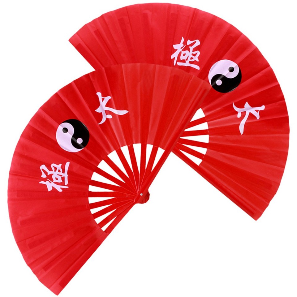 2 Pcs Chinese Style Red Handheld Folding Fans Plastic Nylon Fans For ...