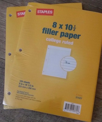 New, Pack of 2,stamples 8x10.5 filler paper college ruled 3 -hole,37427 ...