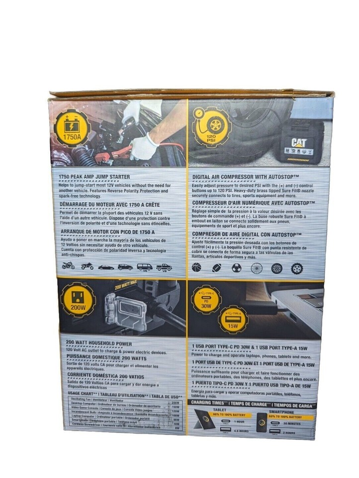 CAT Power Station Cube Portable Battery Charger Jump Starter Tire Air ...