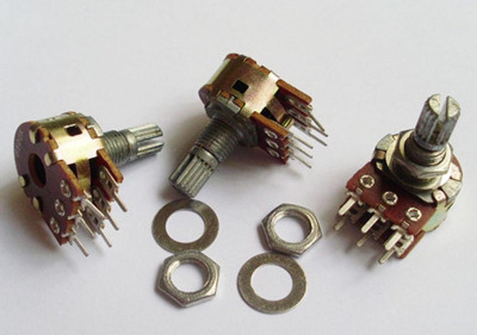 B Type Taper 100K Dual Stereo Potentiometer Pots Shaft for push-on knob 15mm 1pc | eBay