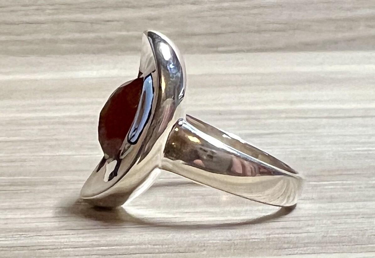 Designer Signed RLM Studio Sterling Silver Orange Carnelian Puddle Ring ...