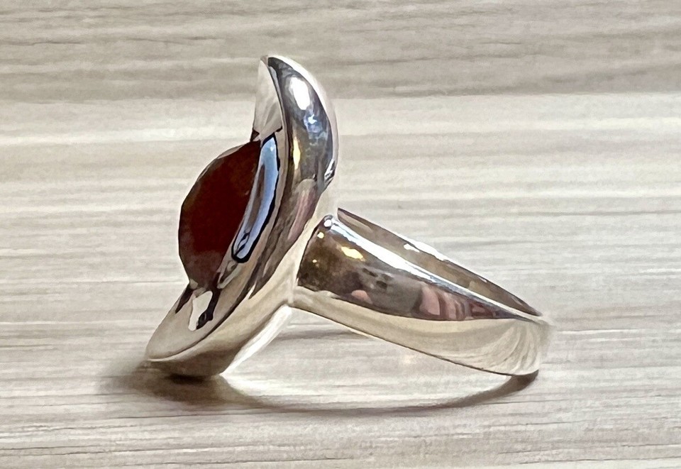 Designer Signed RLM Studio Sterling Silver Orange Carnelian Puddle Ring ...