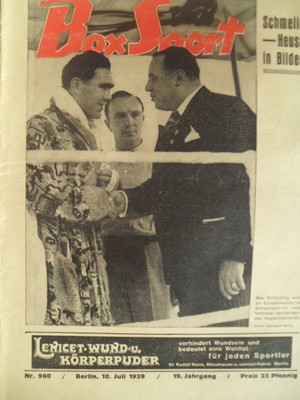 Box Sport Juli 1939 - Max Schmeling und Adolf Heuser, Foto-Doppelseite ...