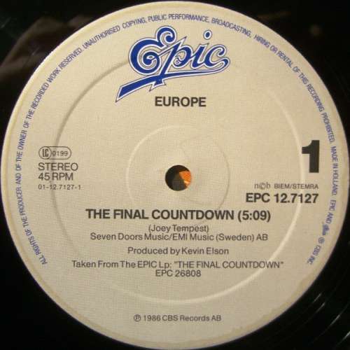 Europe The Final Countdown 12" Maxi Vinyl Schallplatte 230969 | eBay