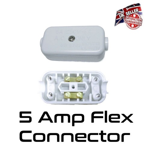 5 Amp In Line Connector Box 2 Terminal Flex Joint Cable Wire Mains *UK ...