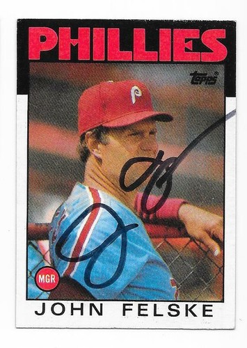 JOHN FELSKE 1986 TOPPS AUTOGRAPHED SIGNED # 621 PHILADELPHIA PHILLIES ...