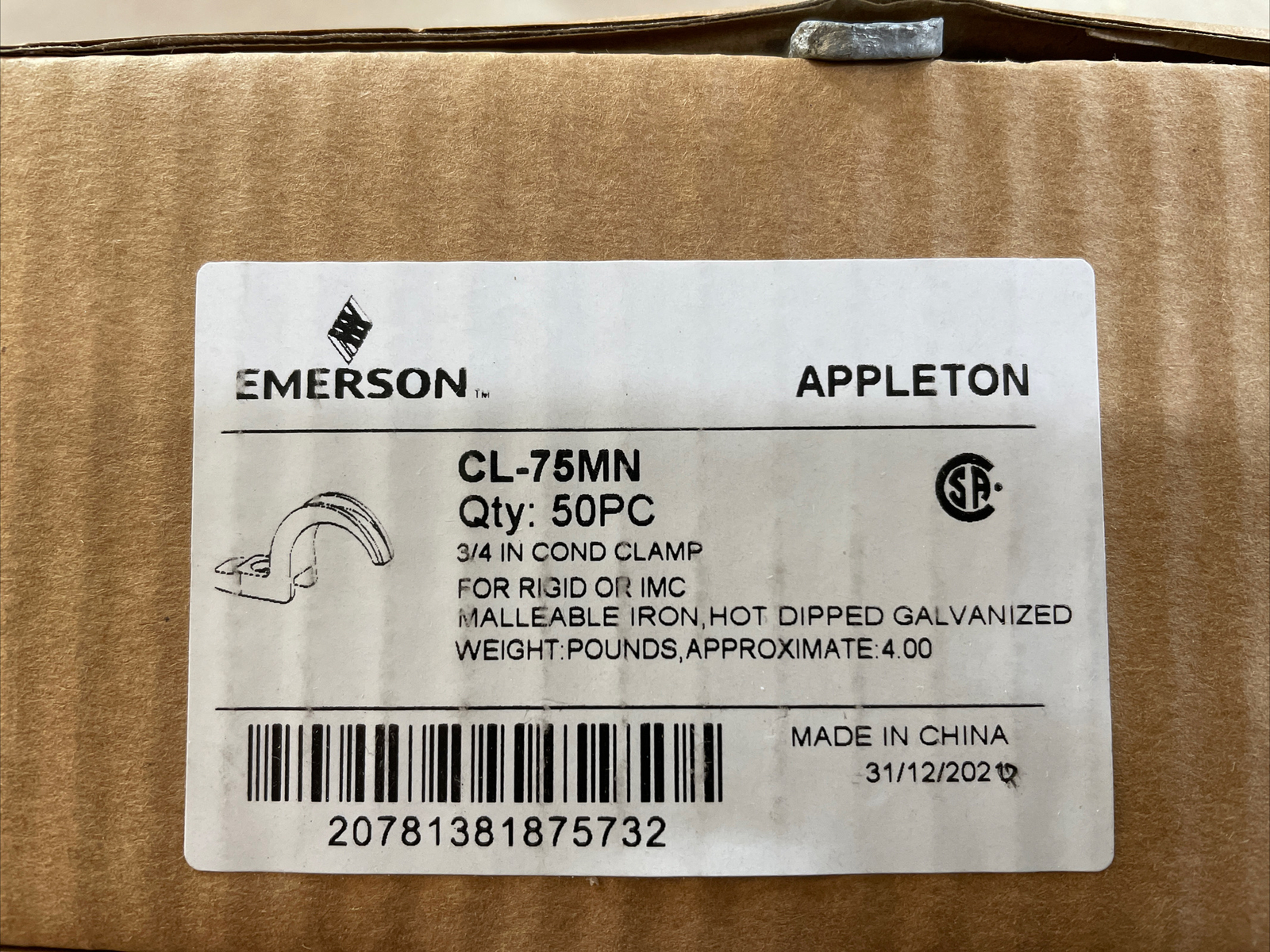 Appleton Cl-75mn 3/4 1h Malleable Clamp for sale online | eBay