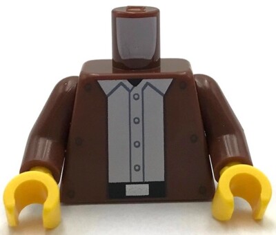Lego New Minifigure Reddish Brown Torso Jacket Open w/ Dark Brown ...