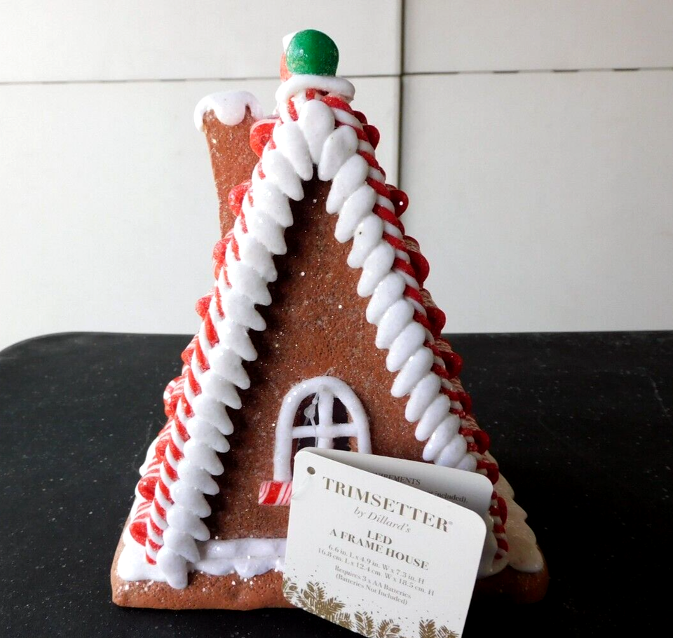 New Trimsetter Lighted LED Gingerbread House Ribbon Candy 'A' Frame ...