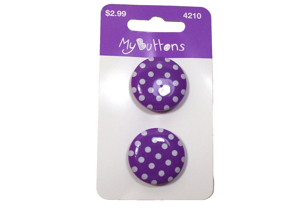 Purple and White Polka Dot Buttons x 2 Pieces Shank Button 7/8 inch B34 ...