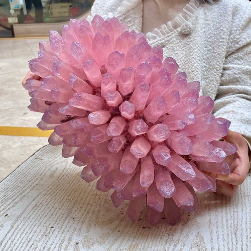 28.68LB High quality pink cluster flower phantom quartz crystal cluster ...