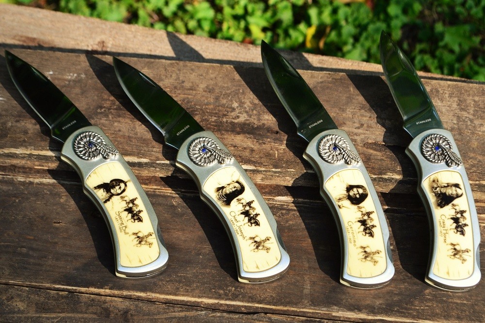 Founding Fathers Collectors Folding Pocket Knife Set - American Indian ...