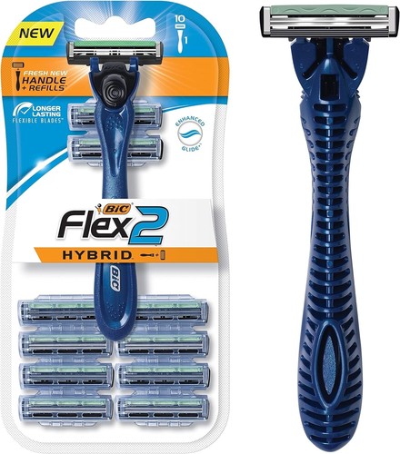 BIC Flex 2 Hybrid Men'S 2-Blade Disposable Razor Shaving Kit, 1 Handle ...