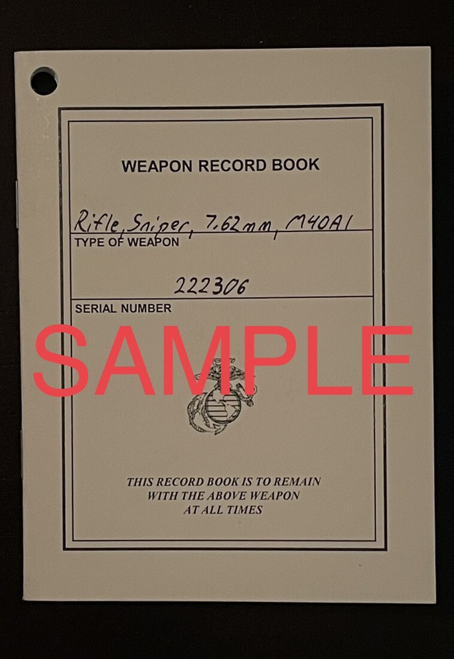USMC M40A1 Weapon Record Book Sniper Rifle Remington 700 / M40 ...