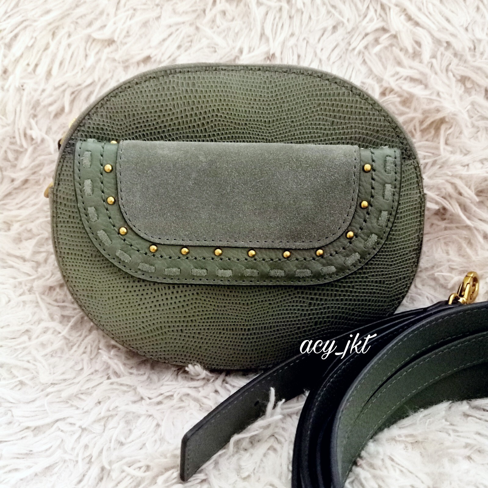 NWOT Fossil Serena Convertible Belt Crossbody Fanny Pack Bag Suede Aloe ...