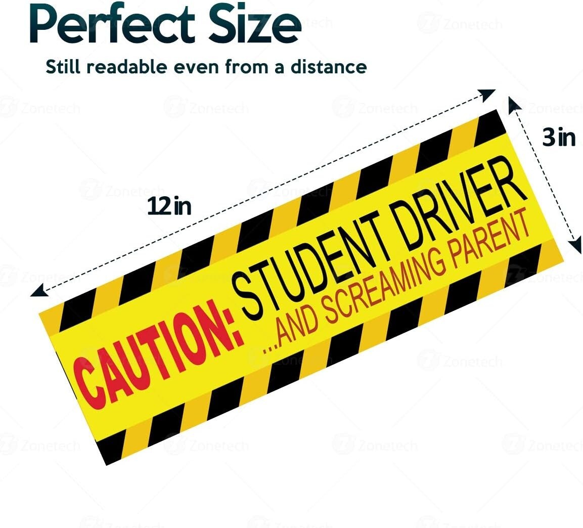 Zone Tech 3 "Caution Student Driver and Screaming Parent" Magnets Bumper Decal | eBay