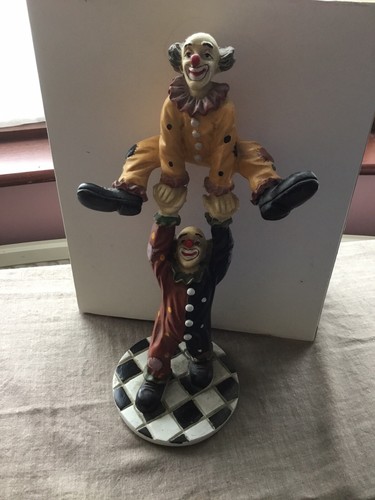 Tall 2 clowns figurine on checker board base | eBay UK