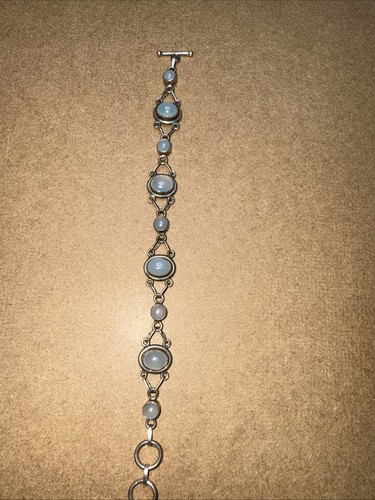 Beautiful Vintage Moonstone Silvertone Bracelet 7" - 8" toggle clasp | eBay